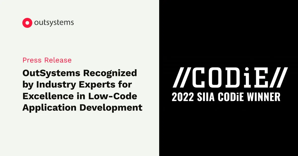 OutSystems Recognized in CODiE 2022 | OutSystems