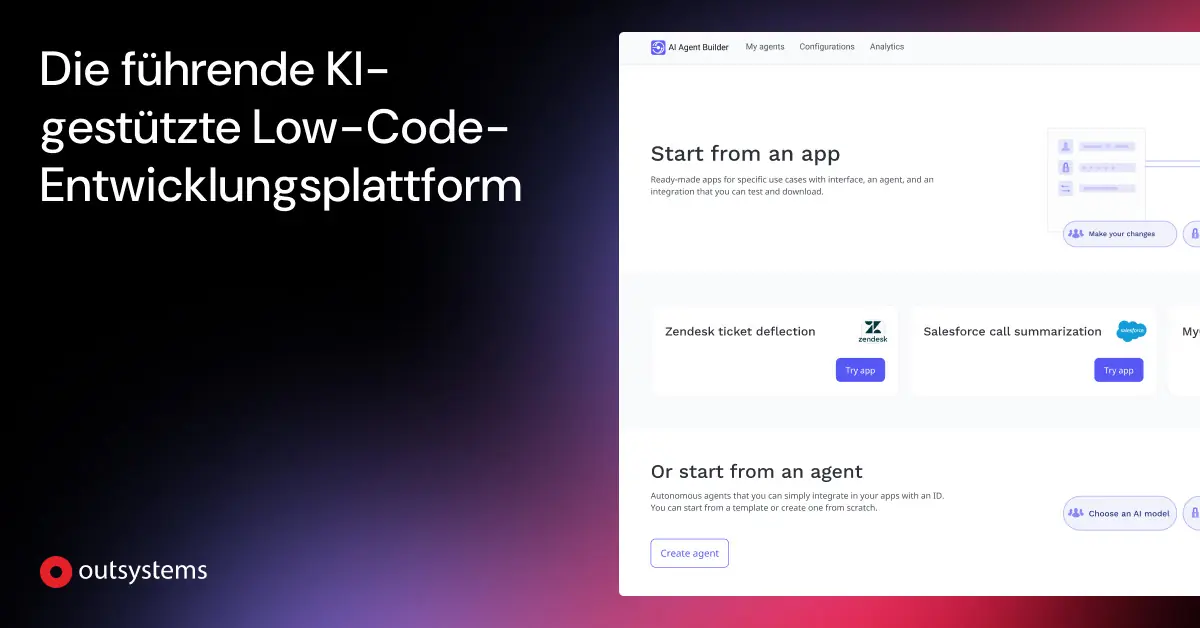 KI-gestützte Low-Code-Plattform für Apps und KI-Agenten | OutSystems