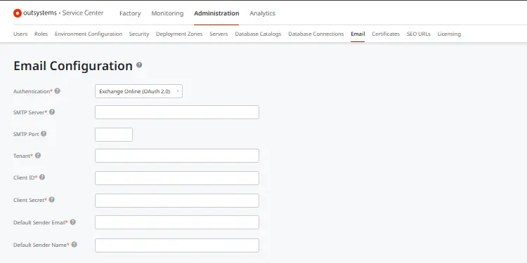 SMTP authentication with OAuth | OutSystems