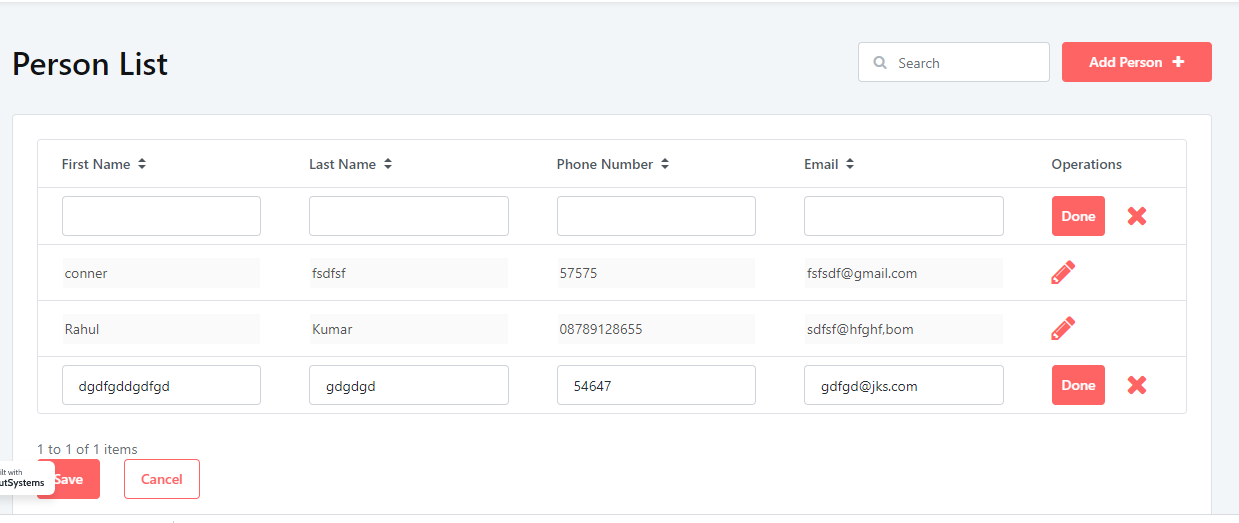 Editable Table Reactive Web - Overview (O11) | OutSystems