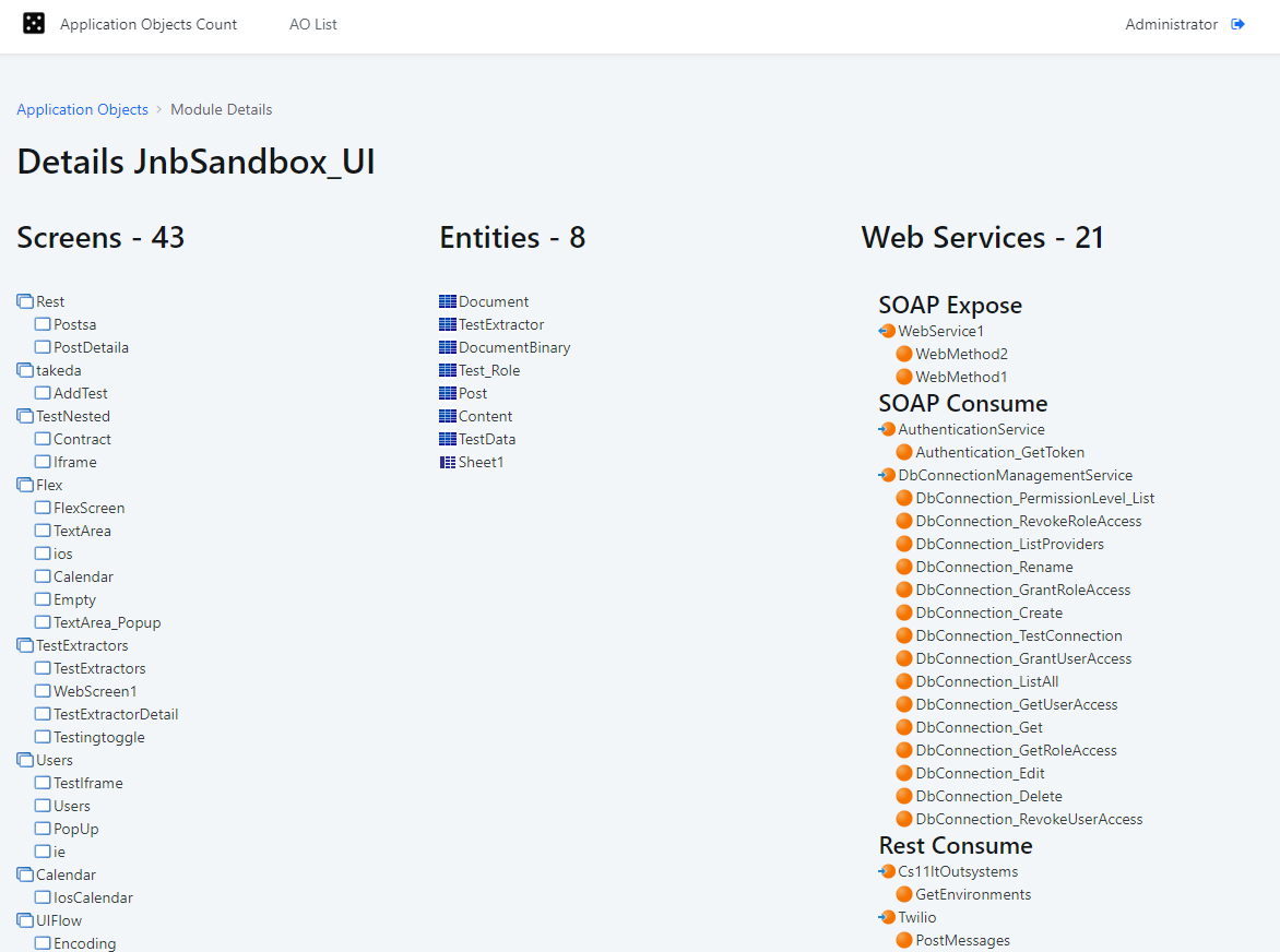 Application Objects Count - Overview (O11) | OutSystems