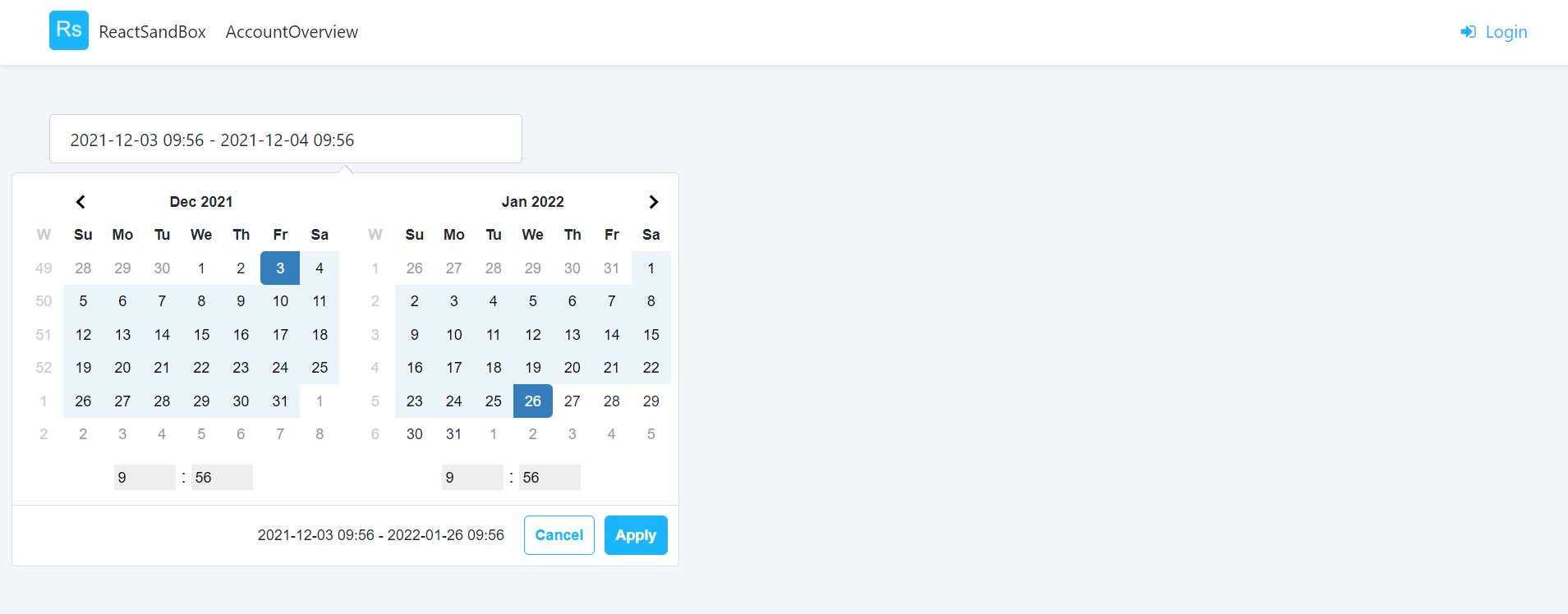 Date Time Range Picker Reactive - Overview (O11) | OutSystems