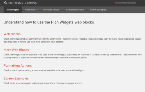 Rich Widgets Sample - Overview (O11) | OutSystems