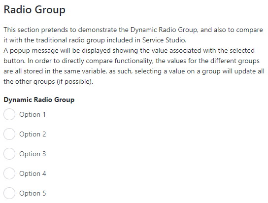 Dynamic Radio and Button Group - Overview (O11) | OutSystems