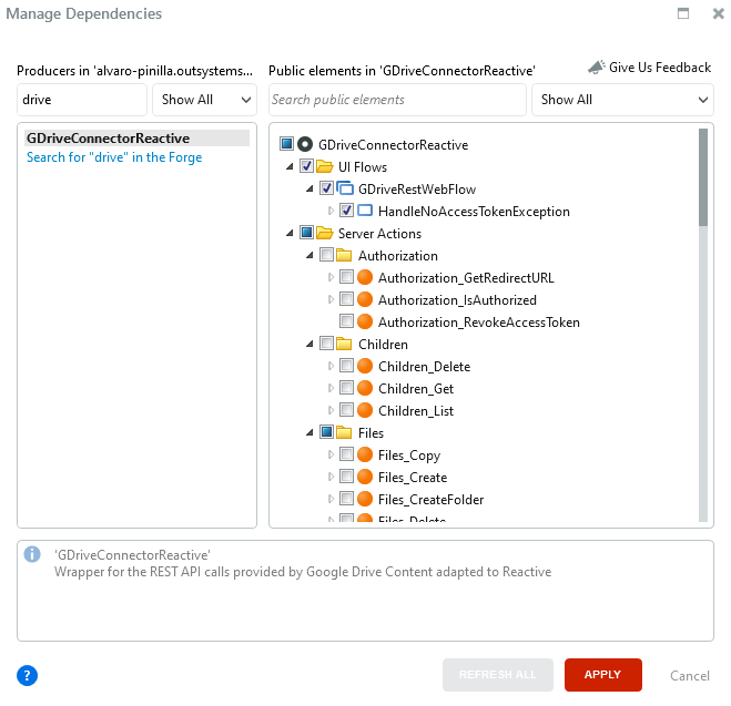 Google Drive Connector Reactive - Overview (O11) | OutSystems
